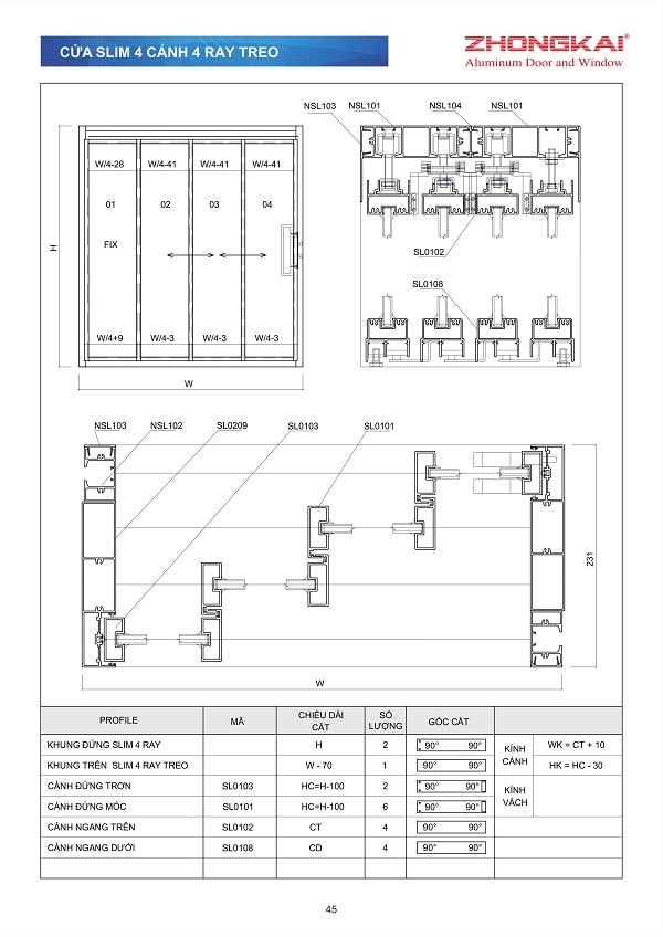 Thanh Nhôm Slim - Báo Giá, Mặt Cắt Catalogue Chi Tiết